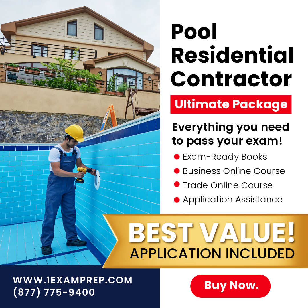 FLORIDA RESIDENTIAL POOL CONTRACTOR ULTIMATE EXAM PREP RENTAL PACKAGE ...