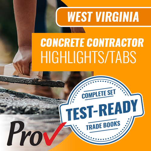 West Virginia Concrete Contractor Book Package - Highlighted and Tabbe